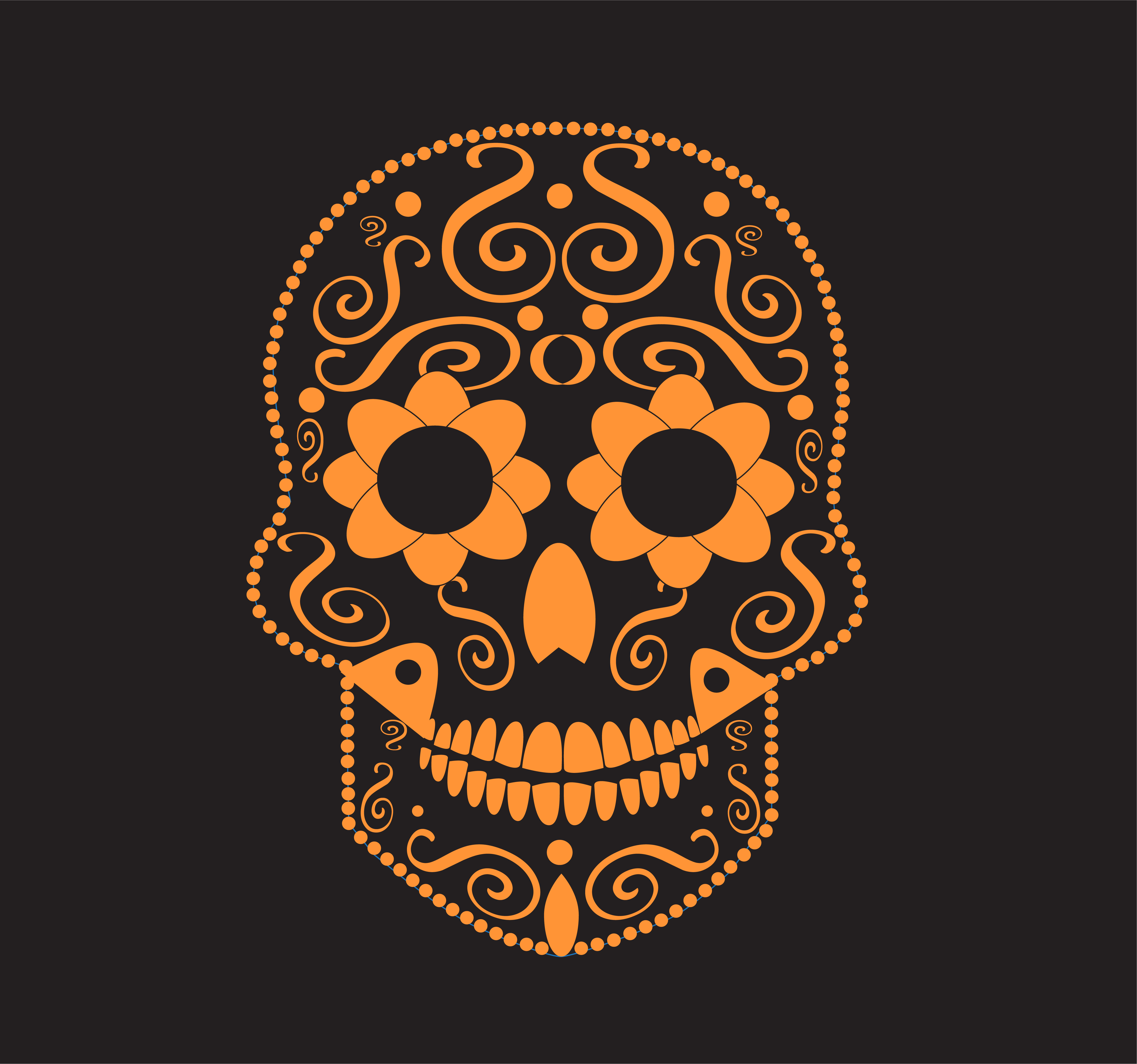 Skull ornament orange color, an Icon by TeaGraphicDesign