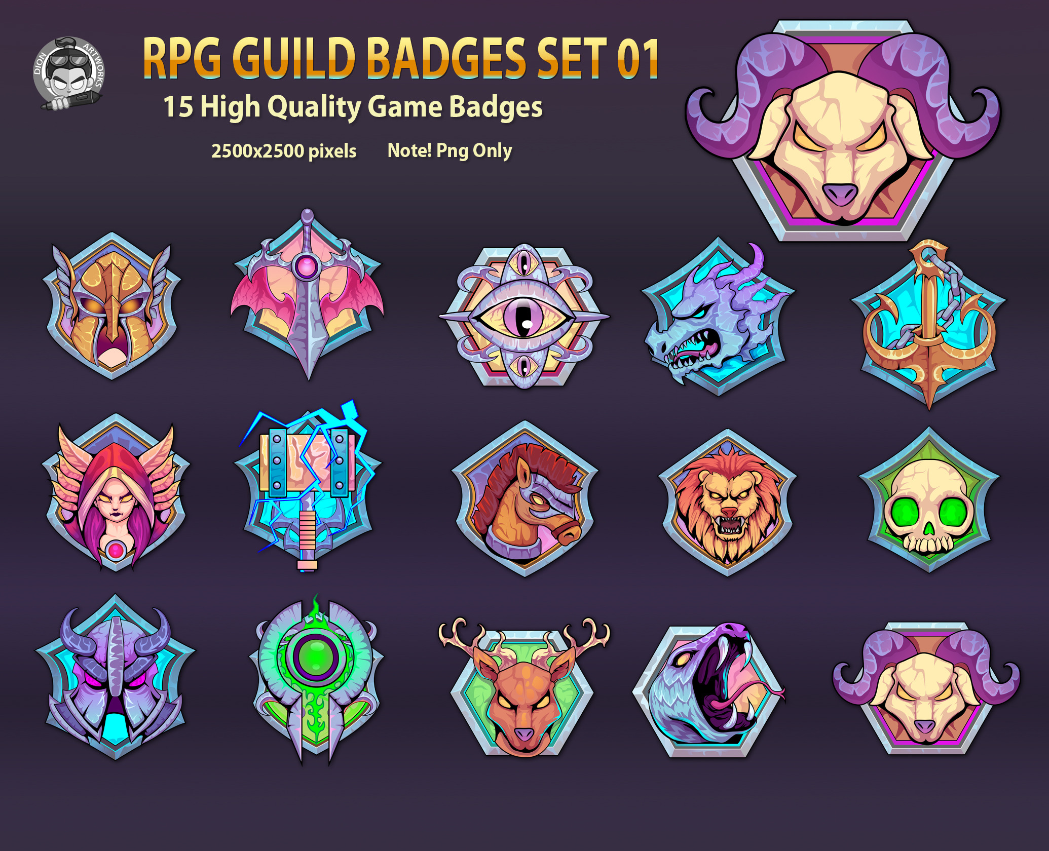 RPG Guild Badges Set01, an Object Graphic by DionArtworks | Creative Market
