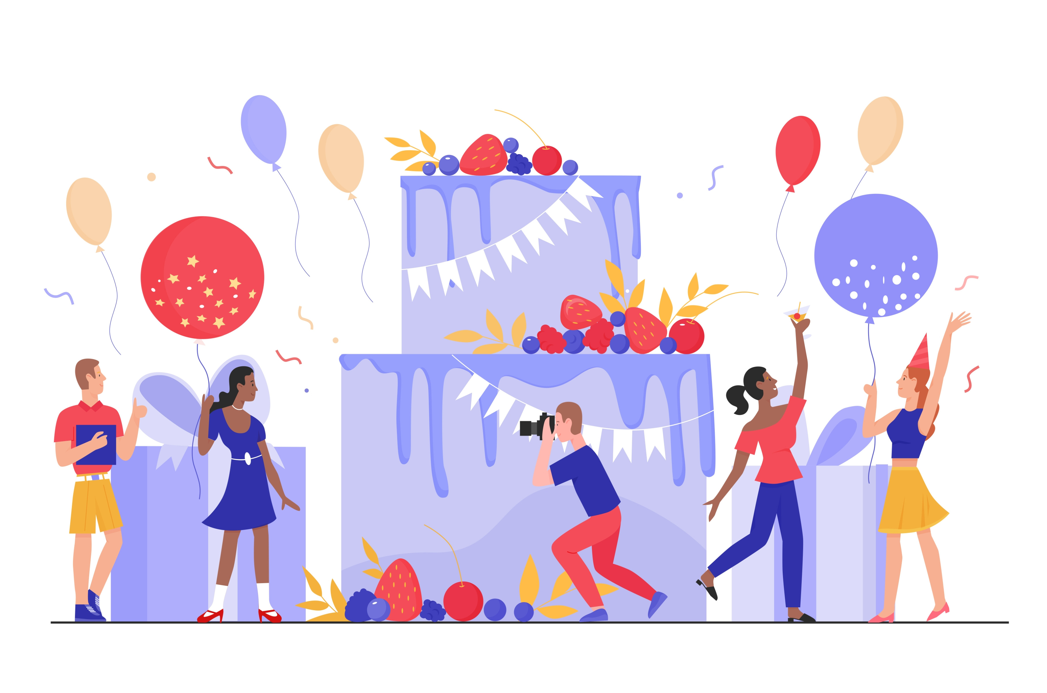 People birthday party cake concept, a Person Illustration by ...