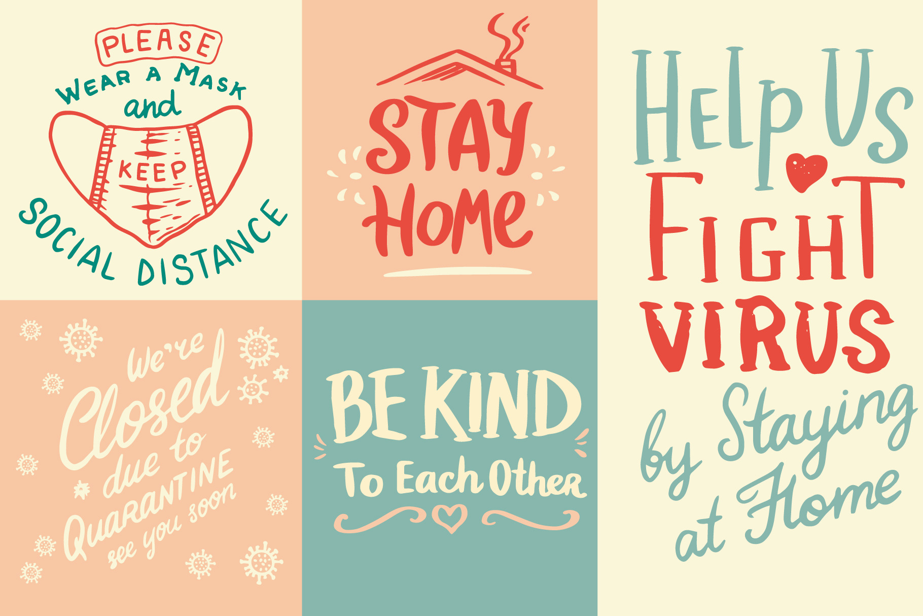 Coronavirus COVID-19 quotes for card, an Object Graphic by Arthur Balitskiy