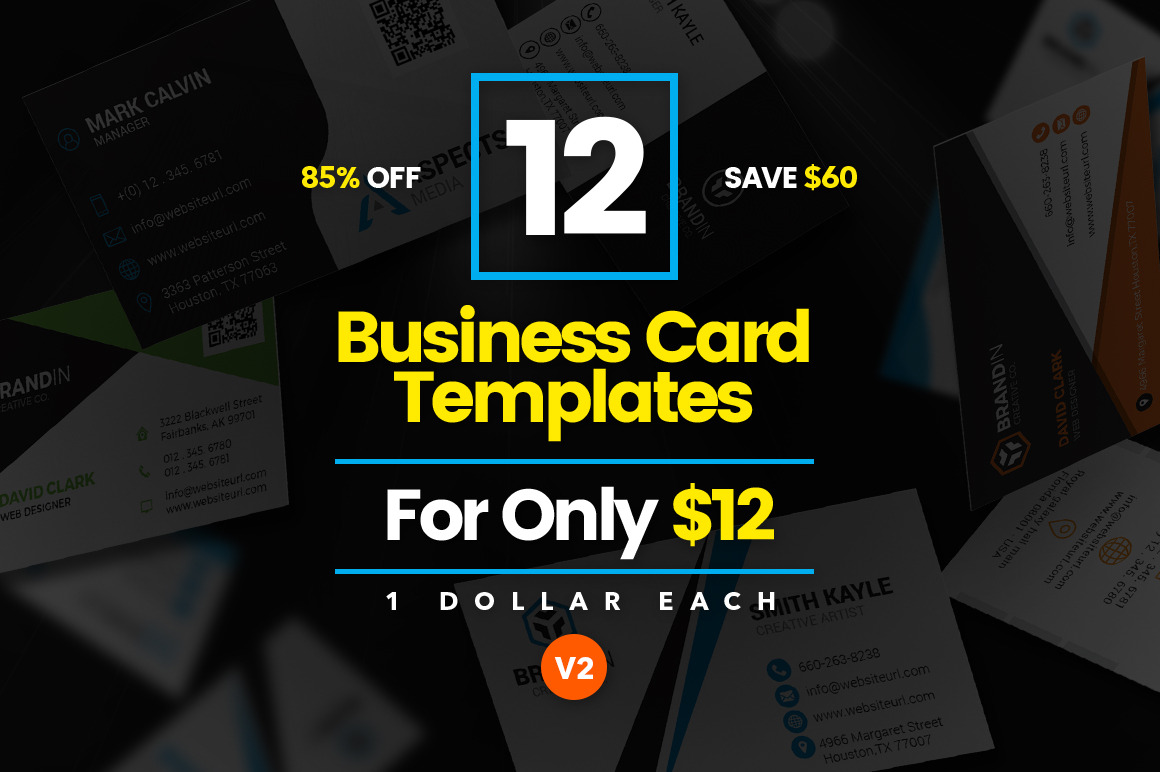 12 Modern Business Cards - Bundle v3, a Business Card Template by Arslan