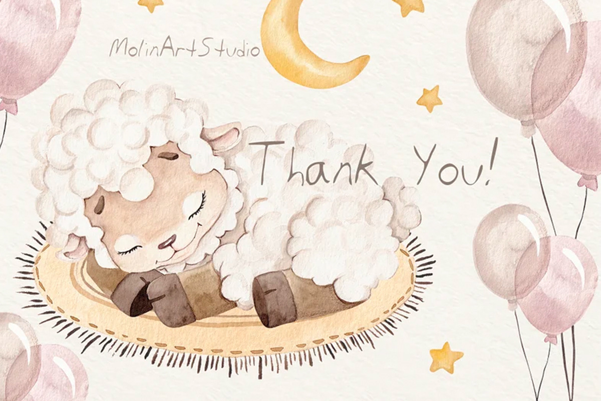 Watercolor Sheep Clipart, an Animal Illustration by MolinArtStudio