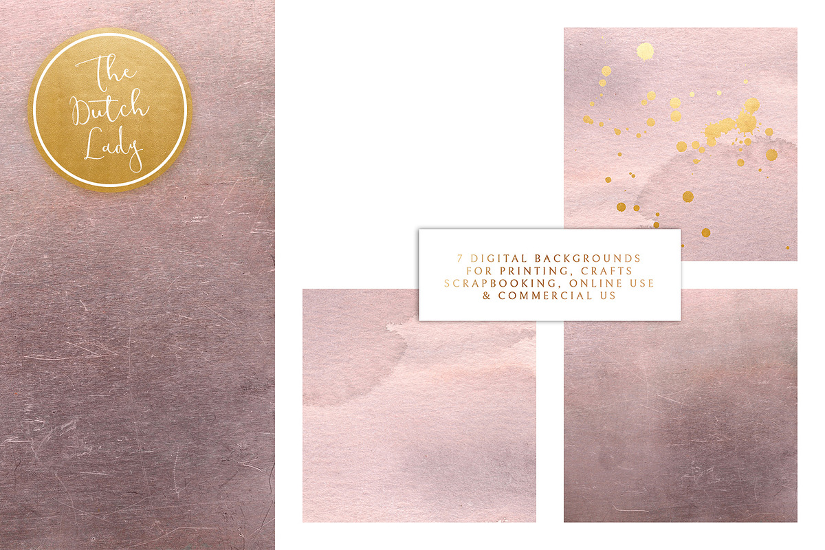 Blush & Gold Digital Backgrounds, a Texture Graphic by The Dutch Lady ...