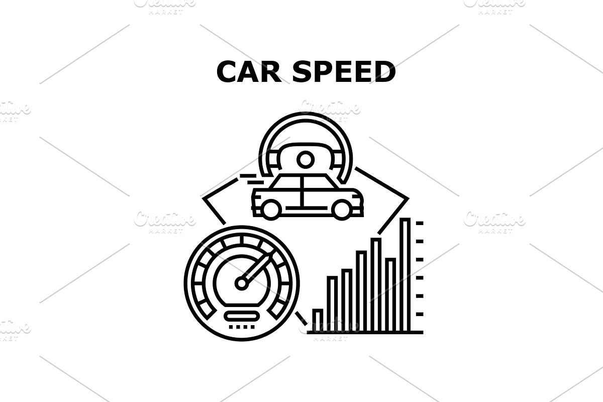 Car Speed Meter Vector Concept Black, a Technology Illustration by ...