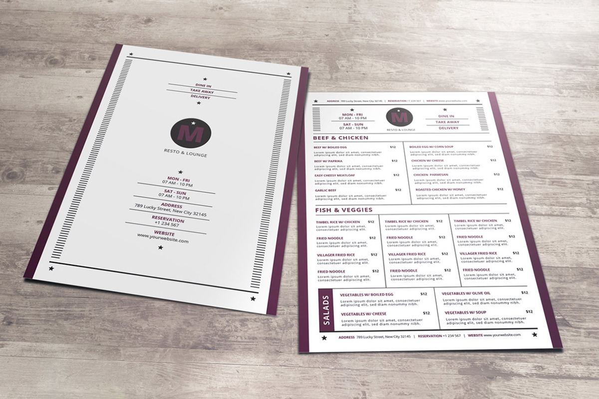 Simple Food Menu - Resto & Lounge, a Flyer Template by Me55enjah Design
