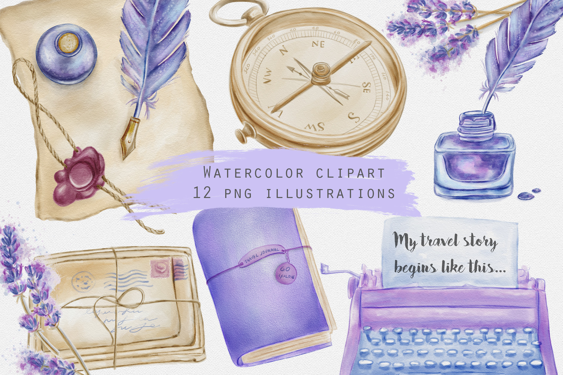 Lavender themed journal illustration, an Illustration by Kate Snitser