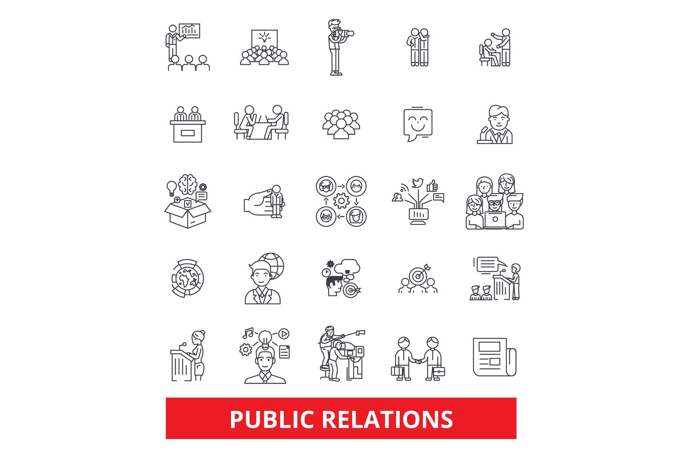 Publicity, public relations icons, an Outline Icon by urban icon