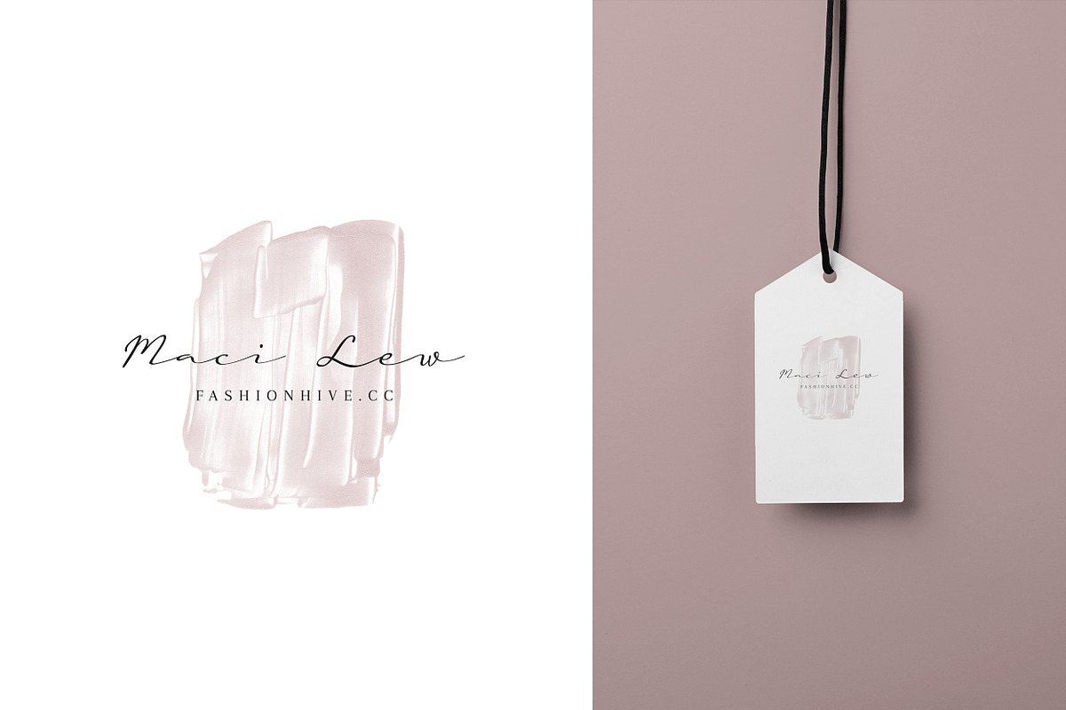 Feminine Script Logos w. Watercolor, a Branding & Logo Template by ...