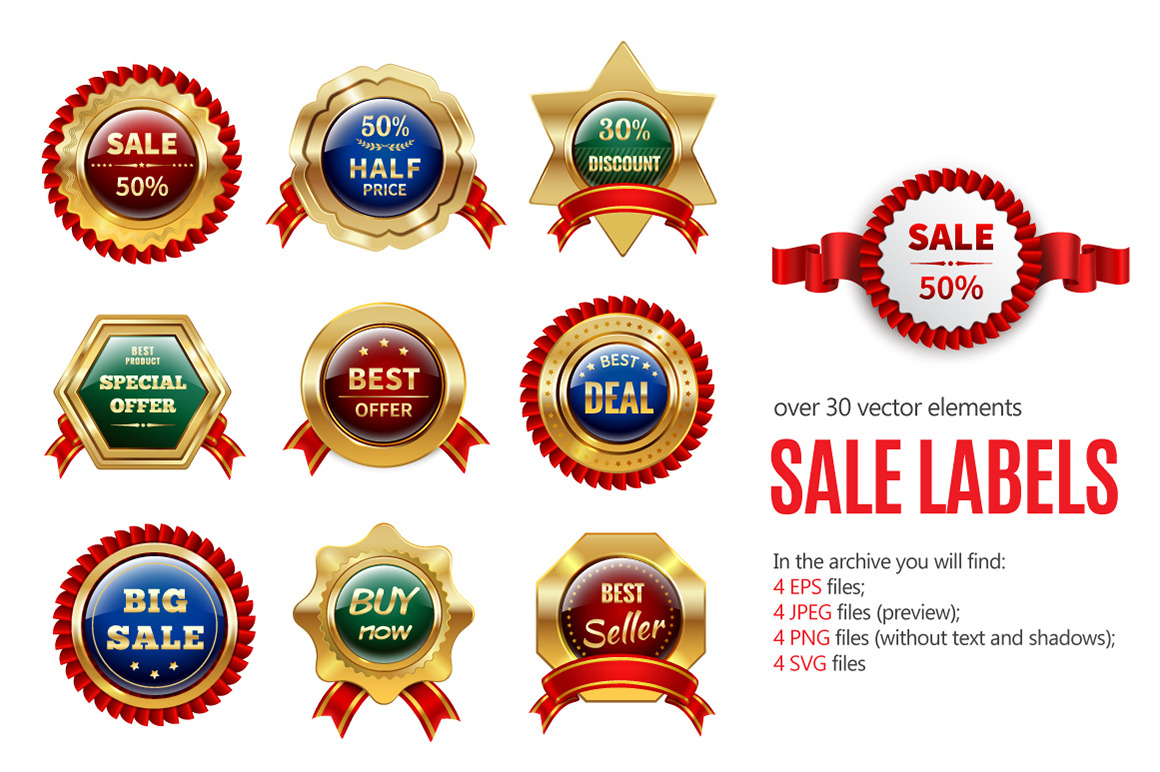 Sale Labels Set, a Packaging Mockup by Macrovector