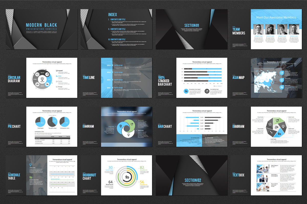 Modern Black PowerPoint Template, a Presentation Template by GoodPello