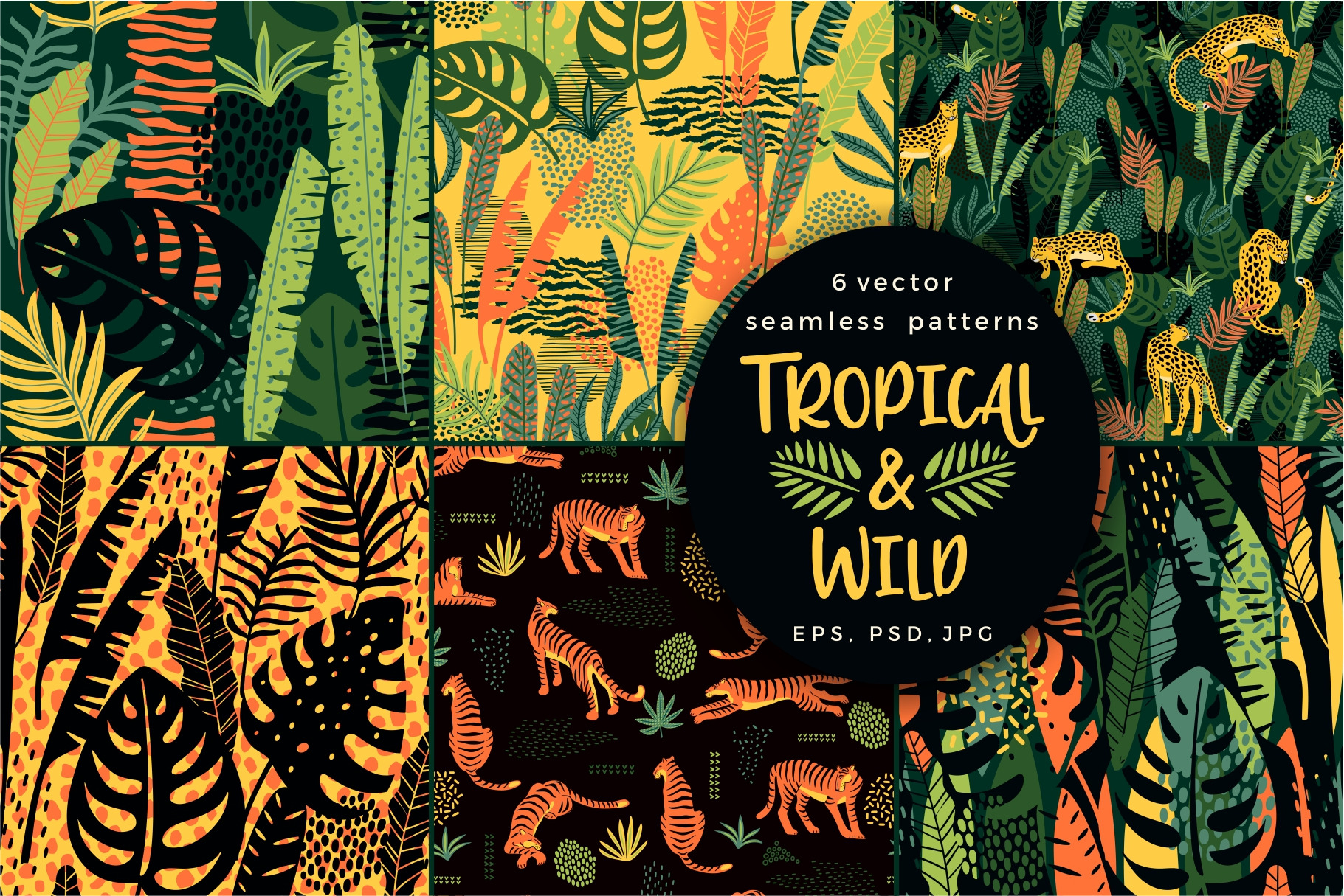 Tropical & wild. 6 seamless patterns | Graphic Patterns ~ Creative Market