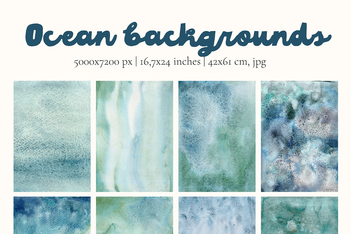 Ocean watercolor background animals