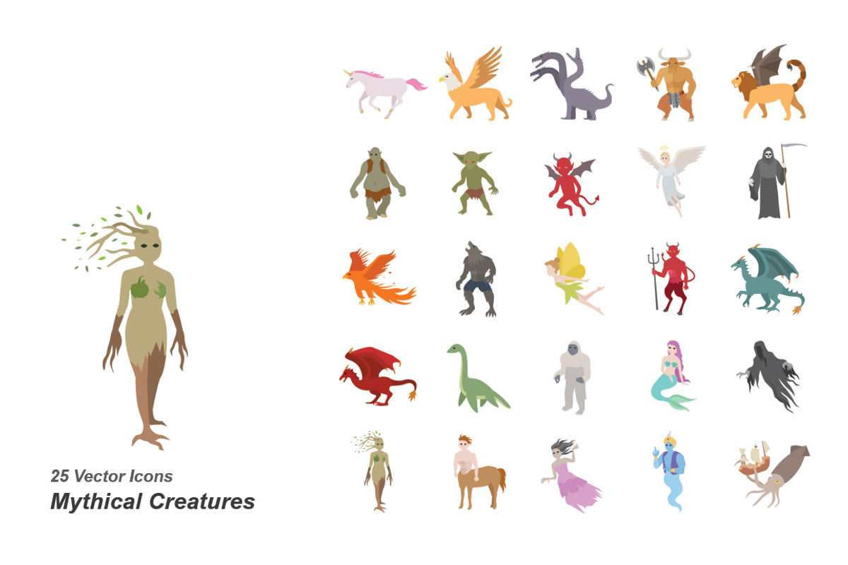 Mythical creatures color icons, an Icon by Jisun Park