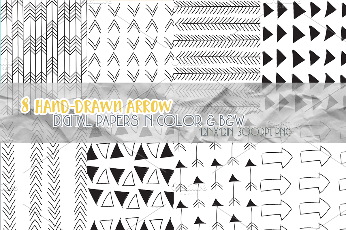 hand-drawn arrows digital paper, a Graphic by TeaBerry