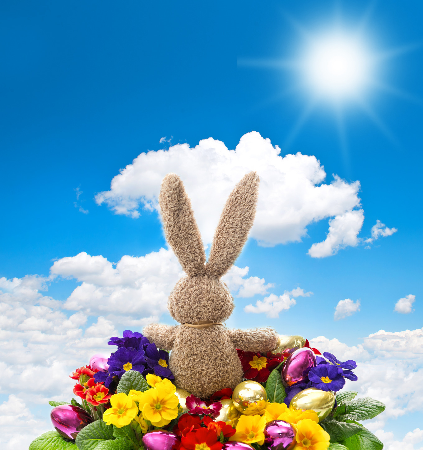 Easter bunny with eggs and flowers | Holiday Stock Photos ~ Creative Market