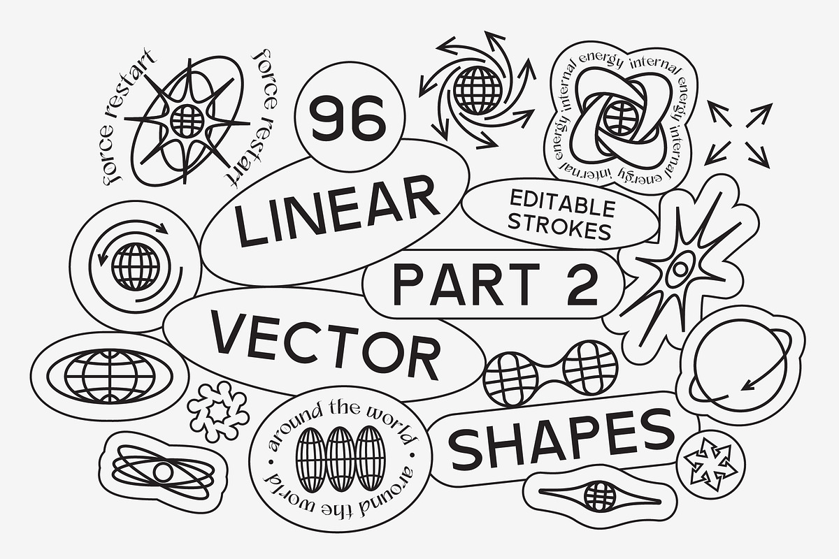 96 Linear Vector Shapes. Part2, a Graphic by Vanzyst | Creative Market