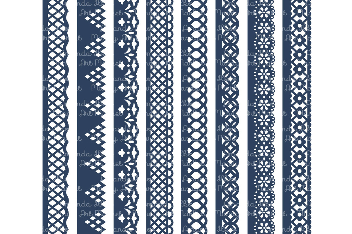 Navy Lace Border Clipart & Vectors, an Illustration by Amanda Ilkov