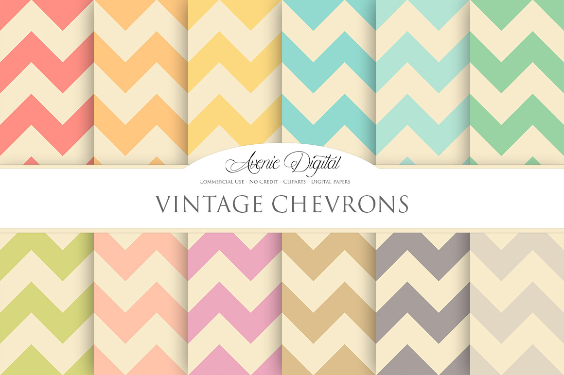 Vintage Chevron Digital Paper, a Pattern Graphic by Avenie Digital