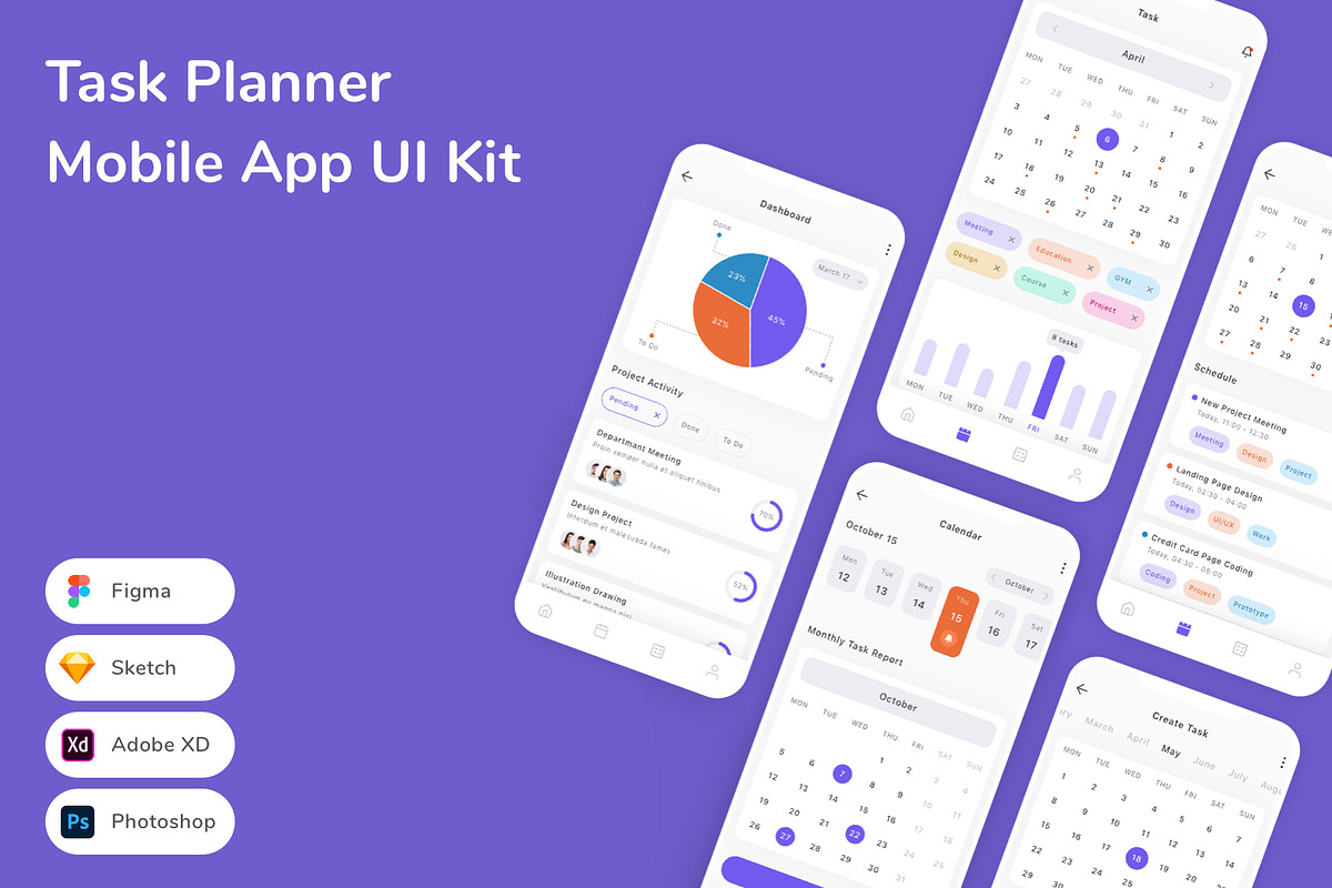 Task Planner Mobile App UI Kit, an UI Kit Template by Betush