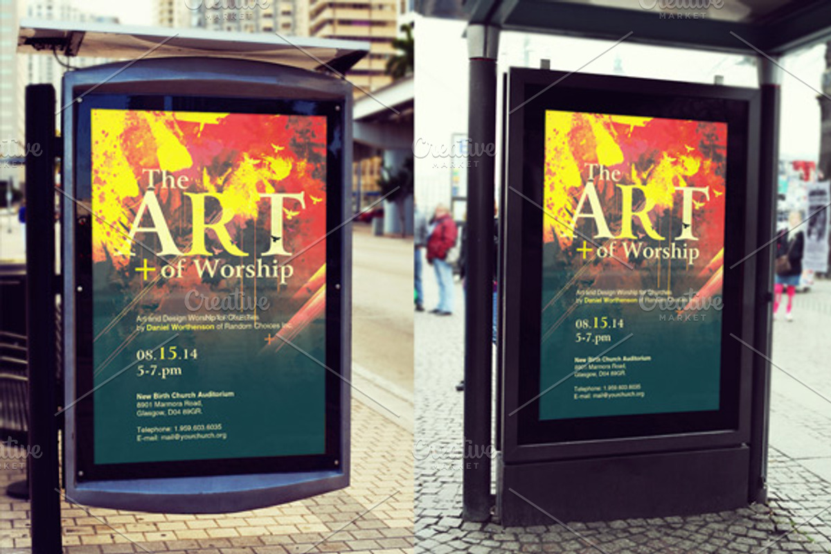Bus Stop Poster Mockup Template, a Print Template by loswl