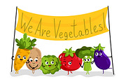 Funny vegetable isolated cartoon characters, a Food Illustration by ...