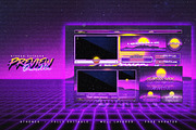BUNDLE Synthwave Stream Package, a Social Media Template by Graphics Frag