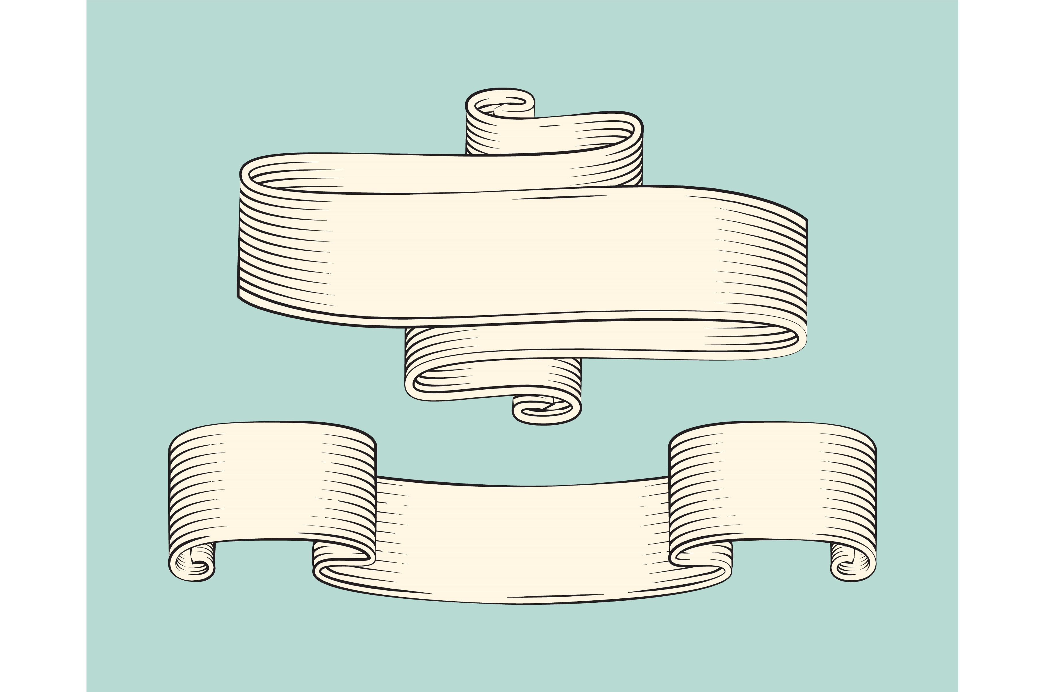 Hand drawn sketch set of ribbons, a Decorative Illustration by robuart