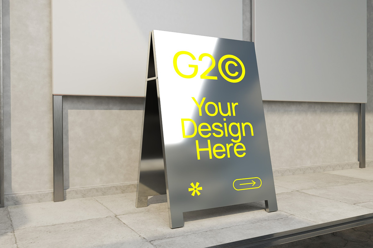Outdoor Floor Folding Signage Mockup, an Advertising Mockup by graphicook