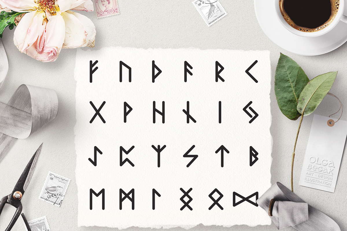 Fiery Viking Runes Collection, an Object Graphic by Olga Begak Art & Design