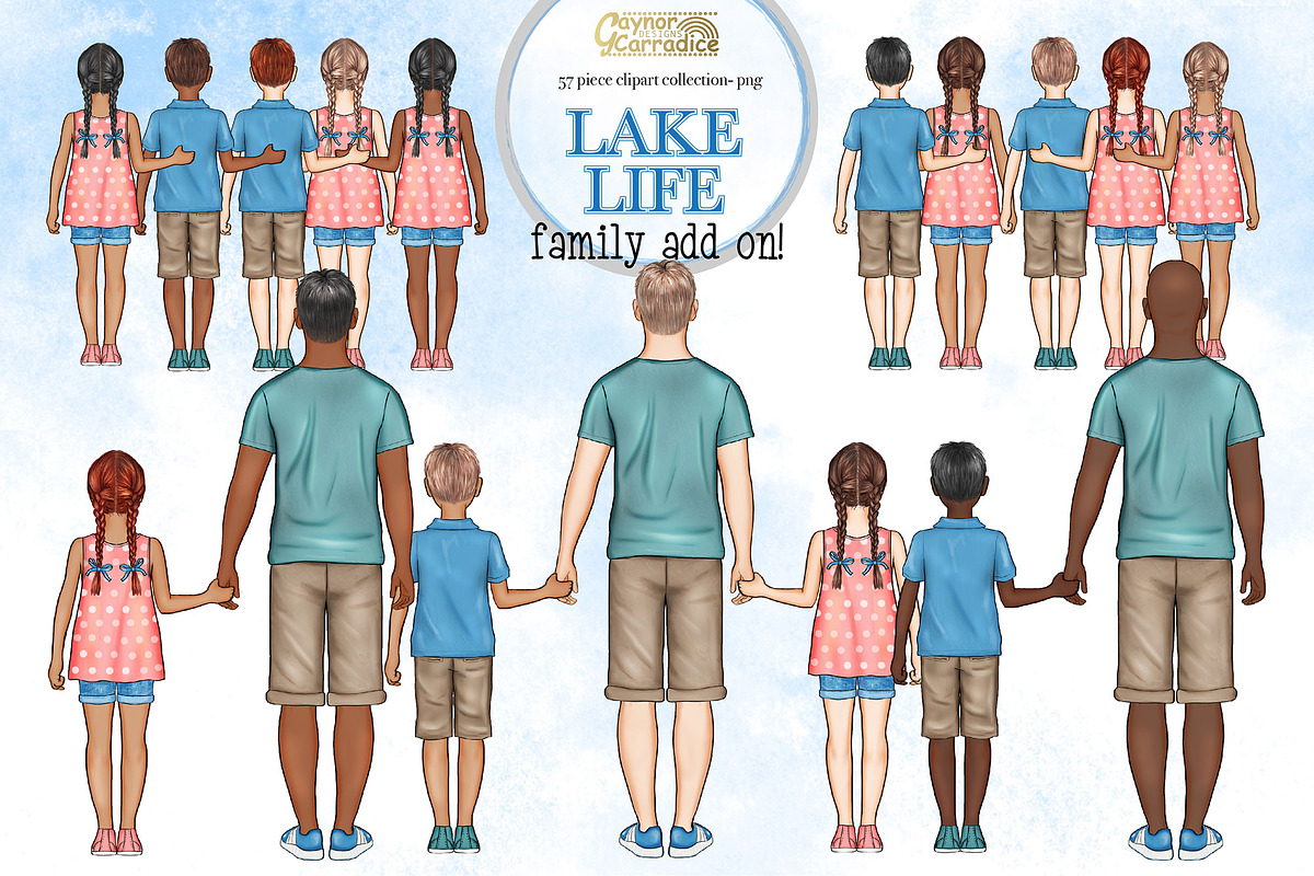 Lake Life family clipart, an Illustration by Gaynor Carradice Designs