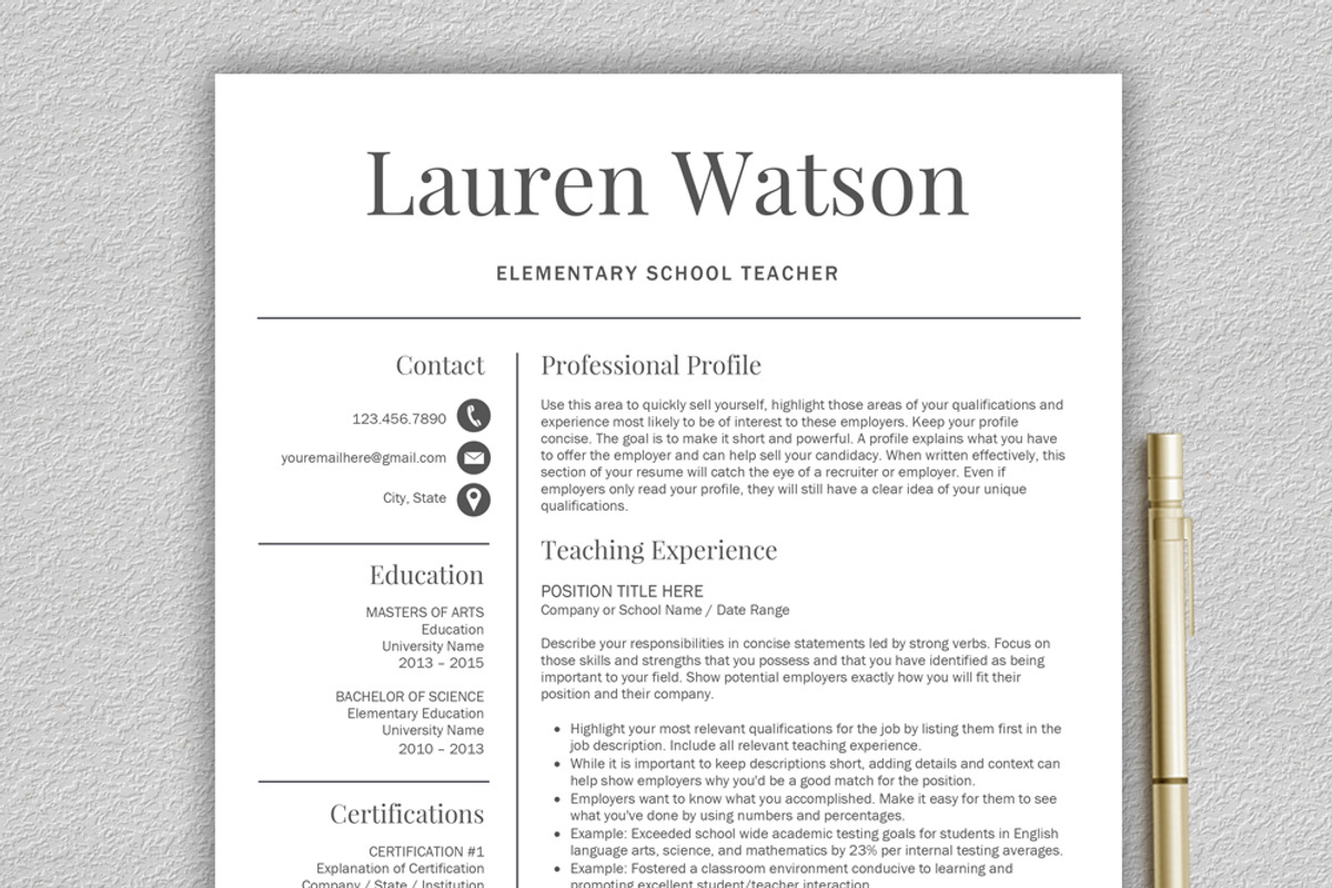 Resume Template | Teacher CV, a Resume Template by Klamp Studio