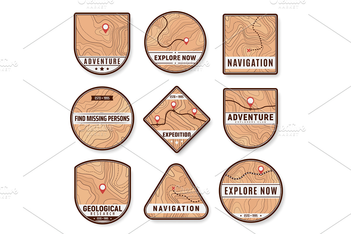 Topography, geology icons, an Illustration by Vector Tradition