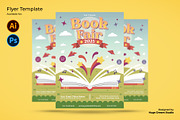 Playful Book Fair Flyer Template, a Flyer Template by Huge Dream Studio