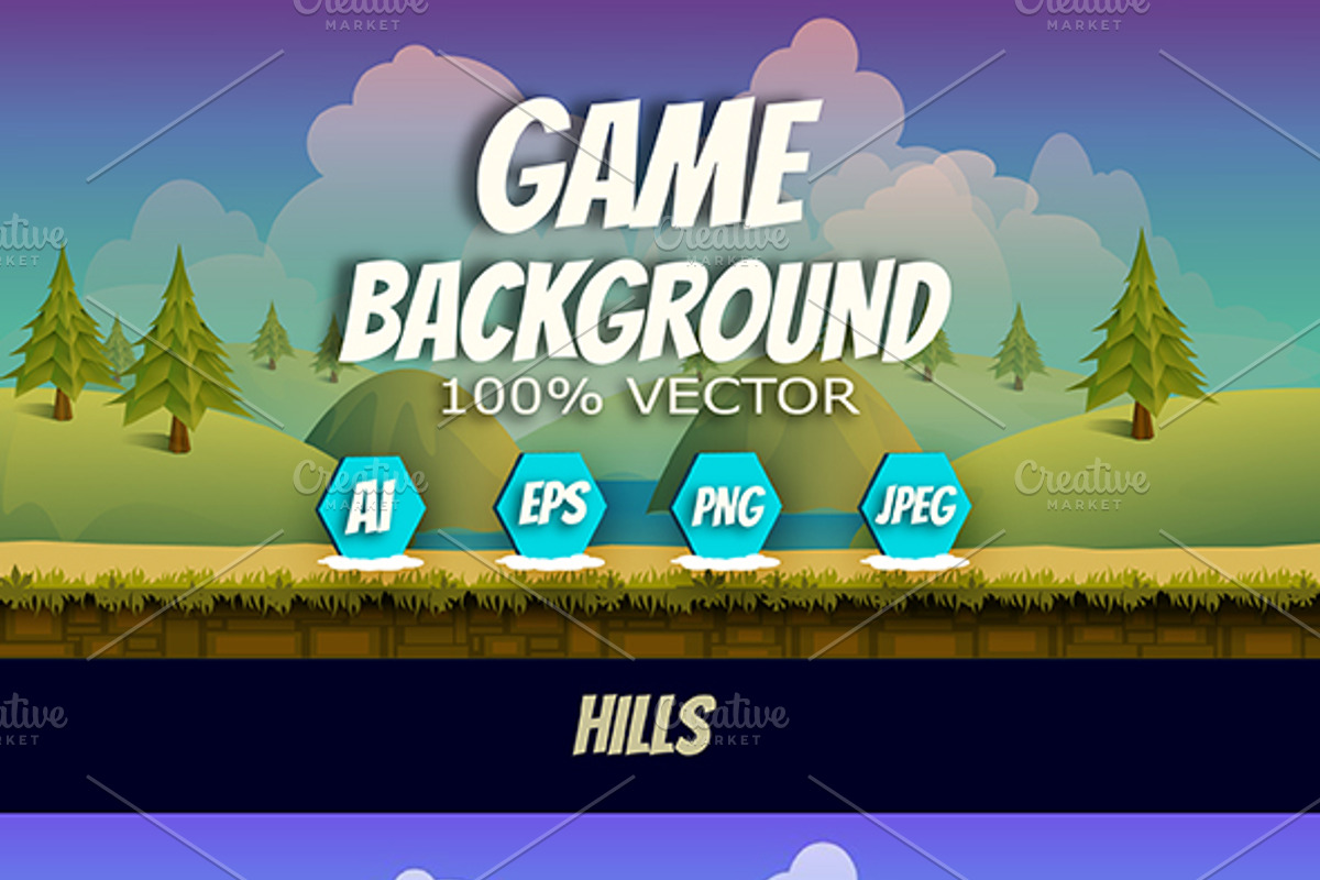 Cartoon Game Background, an Illustration by 2dvillShop