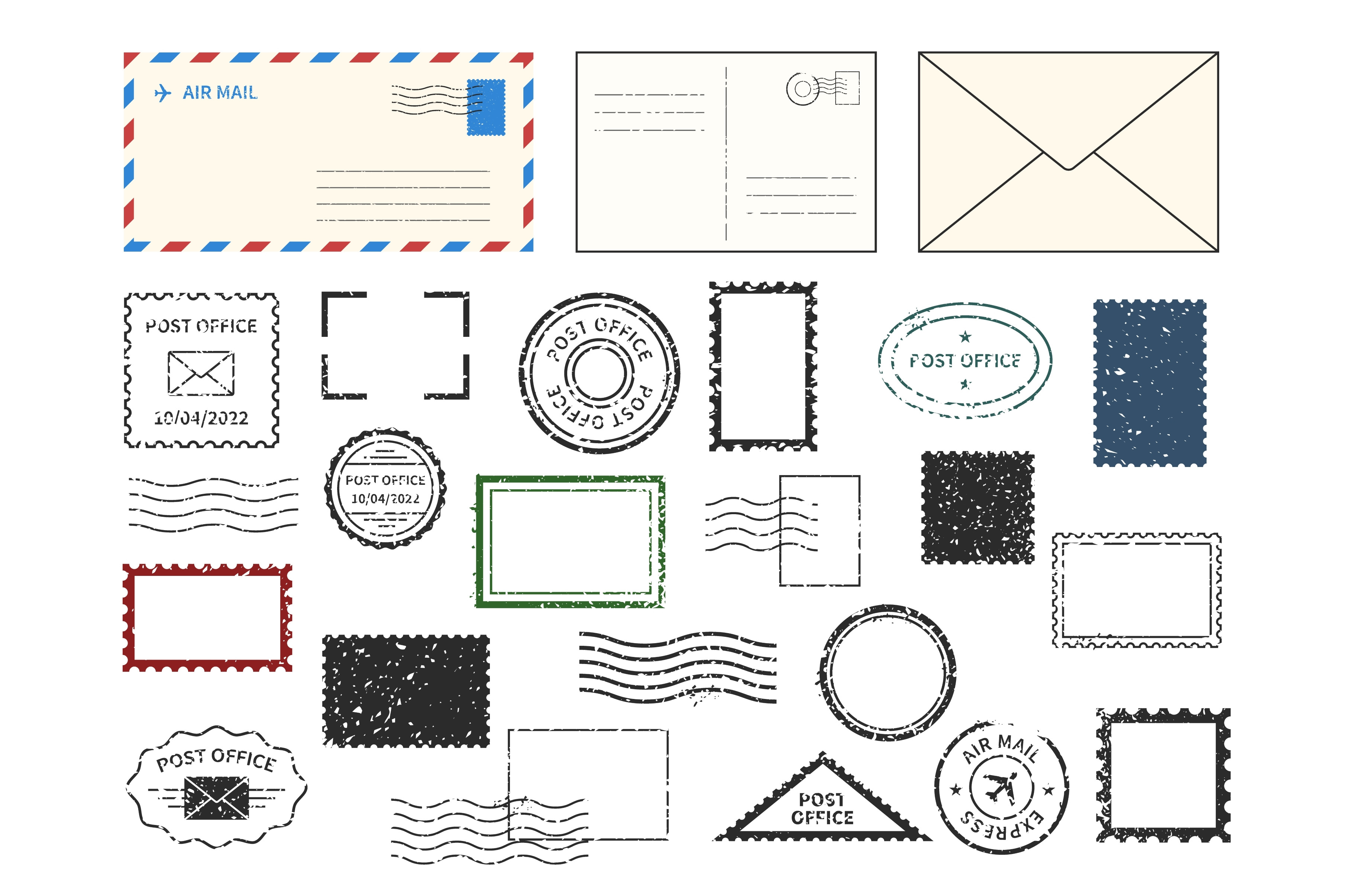Postal with stamps envelope, a Texture Illustration by Vectorbuum