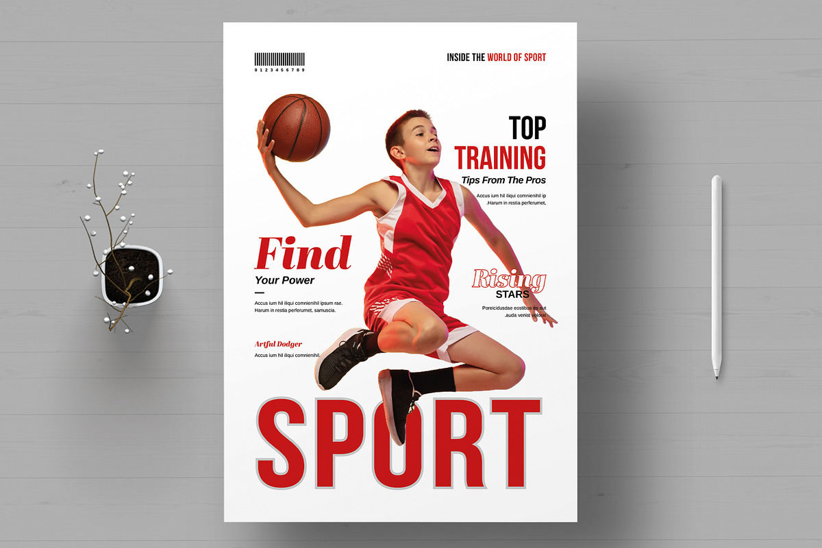 Sport Magazine Cover Template Layout | Creative Market