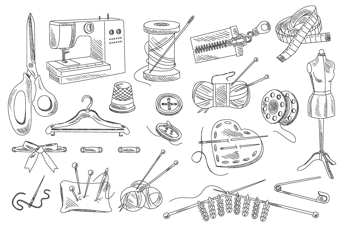 Sewing Accessories Hand drawn, a Work Illustration by TopVectors