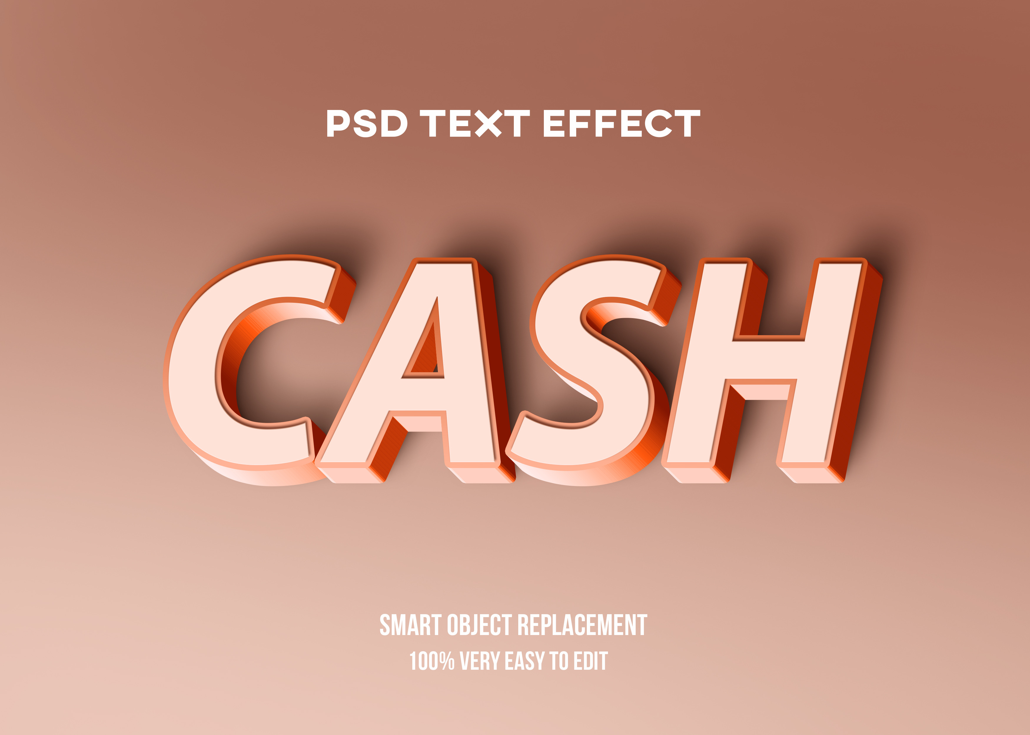Cash 3D Editable Text Effect Psd
