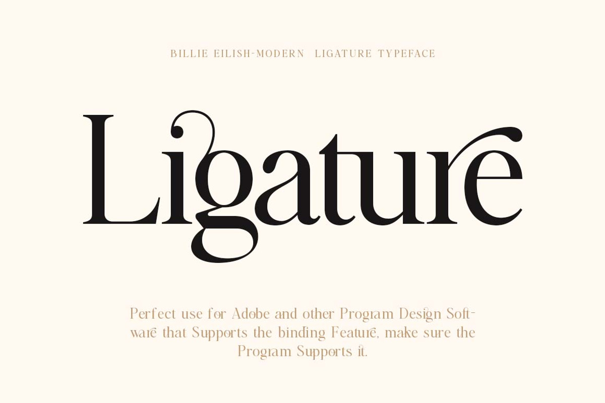 Billie Eilish || Ligature Serif Font, a Serif Font by Zane Studio