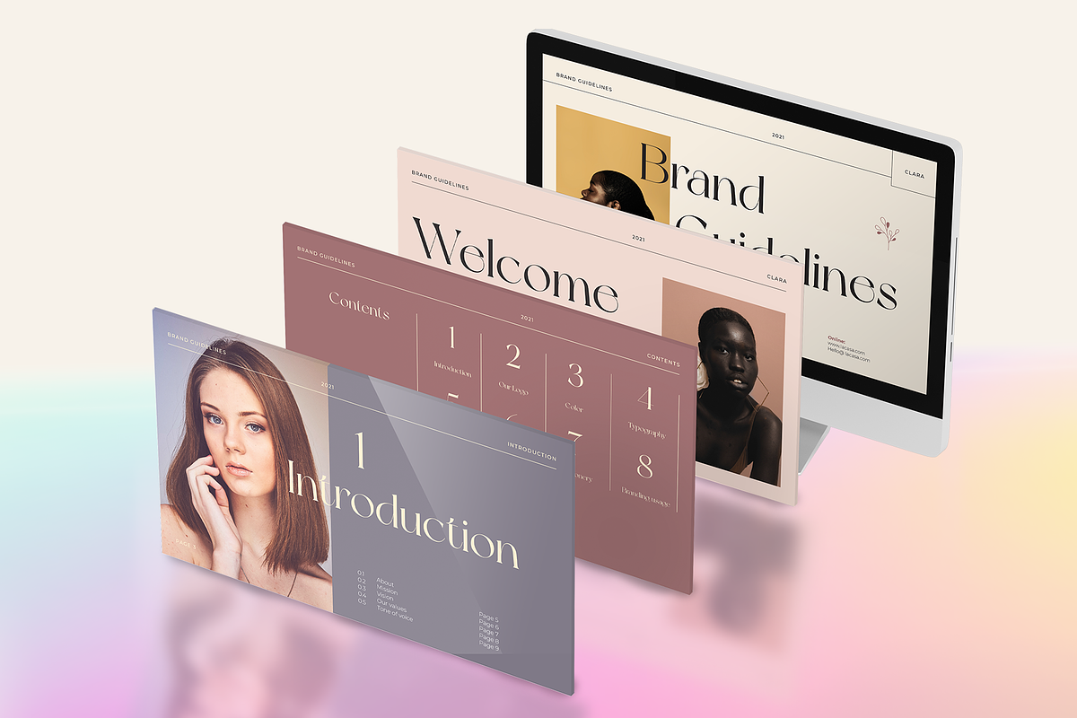 CLARA | Brand Guidelines Template, a Presentation Template by CreativeSoup.io