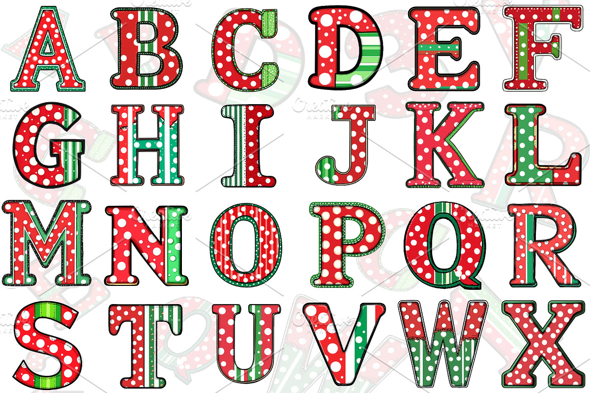 Christmas Alphabet Sublimation Png, an Illustration by RobertsArt