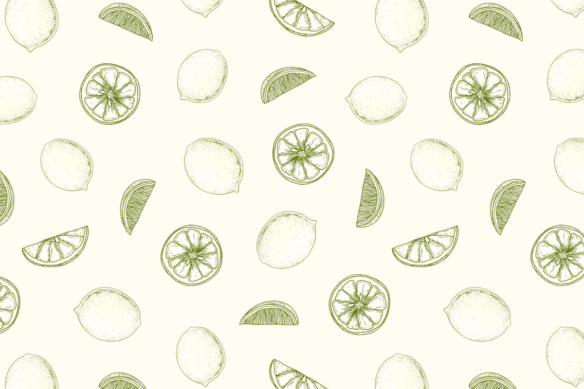 Lemon hand drawn set and seamless, a Decorative Illustration by Good ...