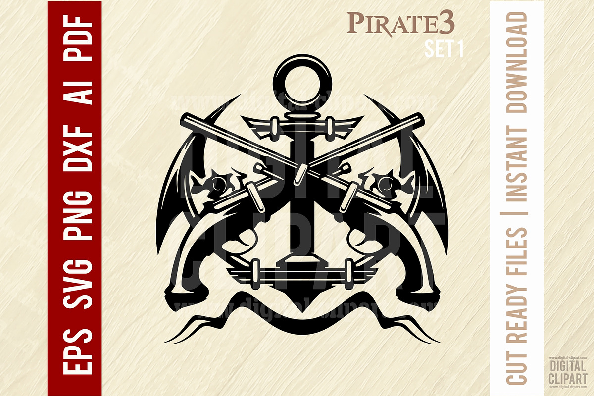Pirate Anchor SVG - Pirate Stencil, an Illustration by Digital-Clipart ...