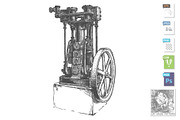Stationary steam engine | Object Illustrations ~ Creative Market
