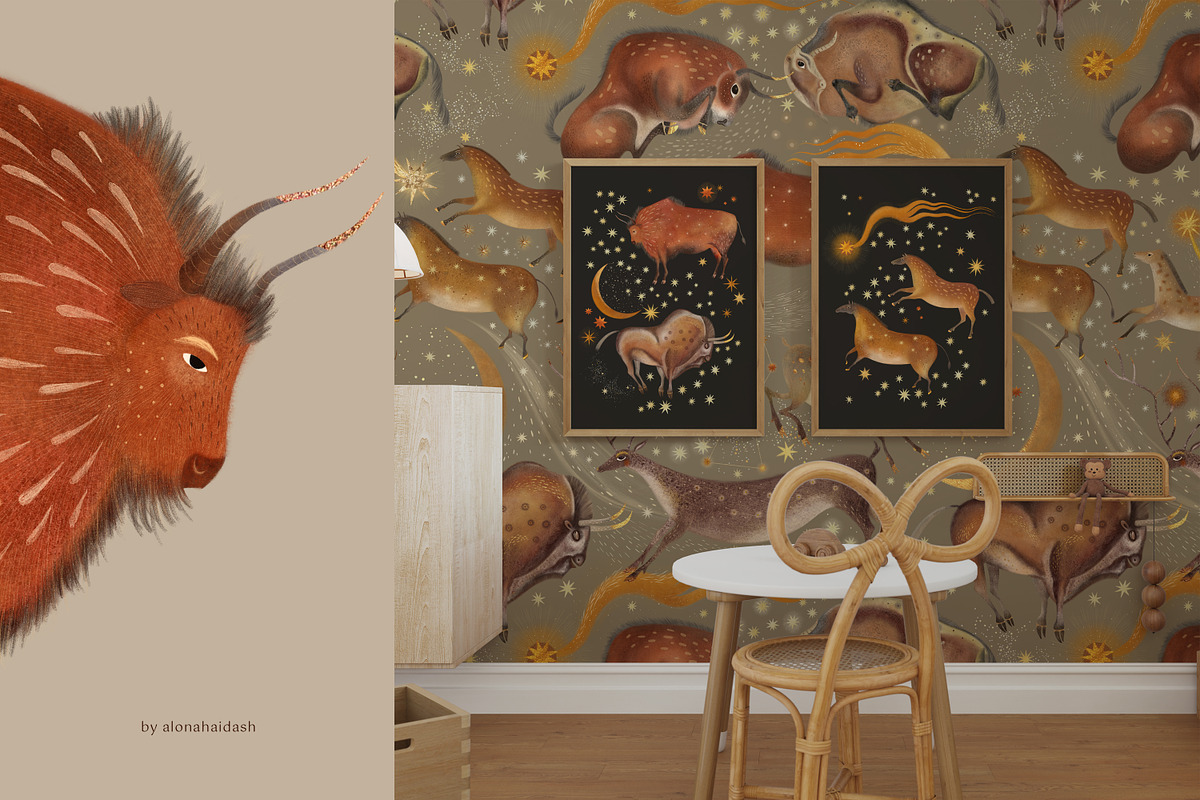 Cave paintings | Patterns & elements, a Pattern Graphic by alonahaidash