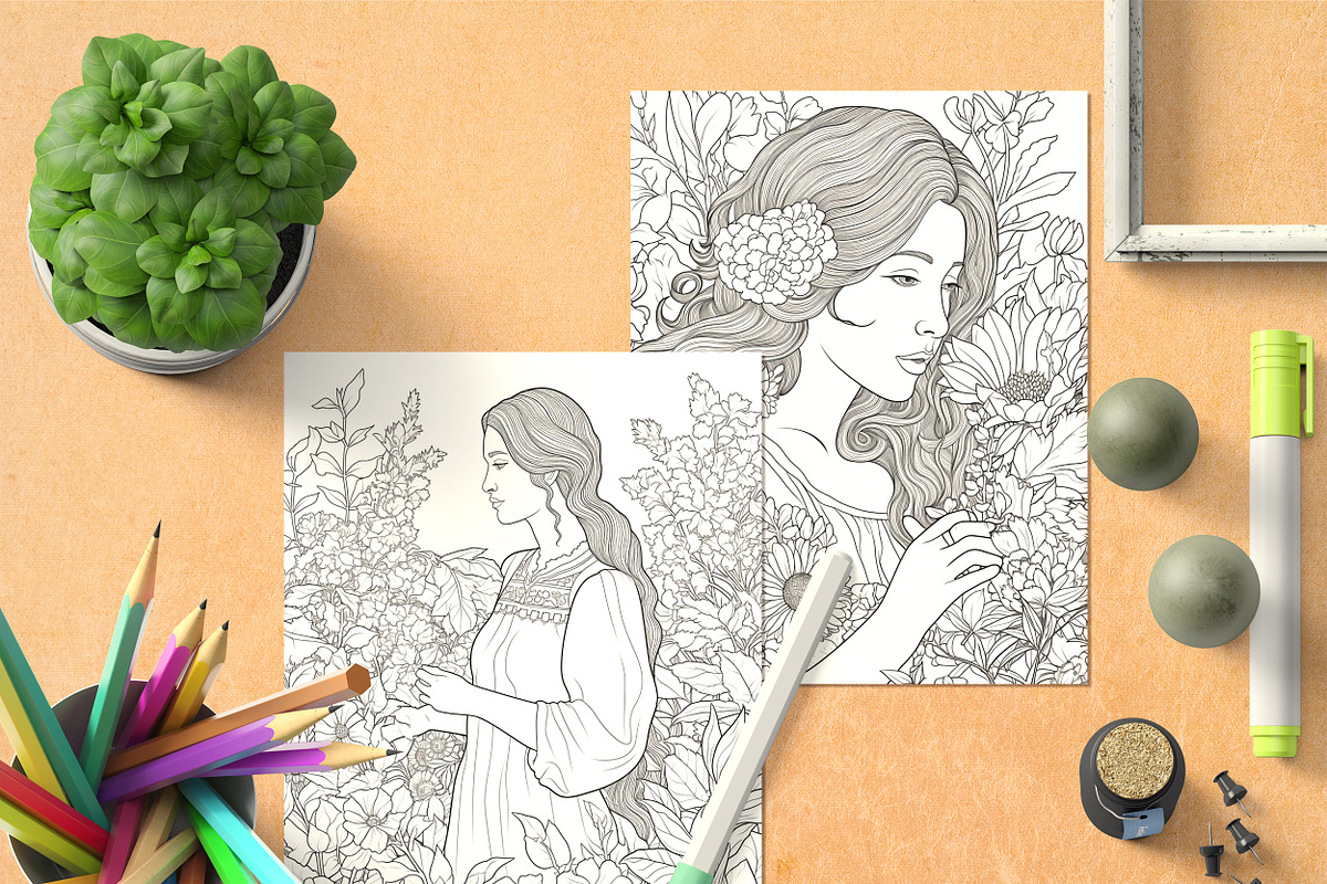 Portraits Coloring Pages For Adults, a Person Illustration by AlineArtStore