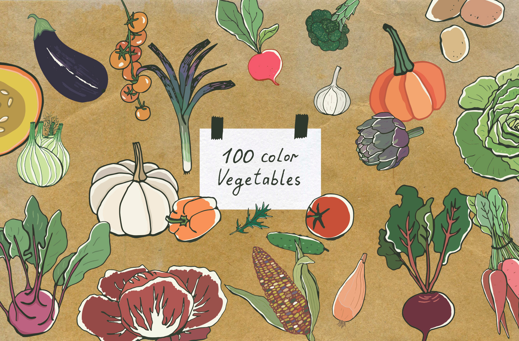 100 Color Vegetables, a Decorative Illustration by GooseFrol