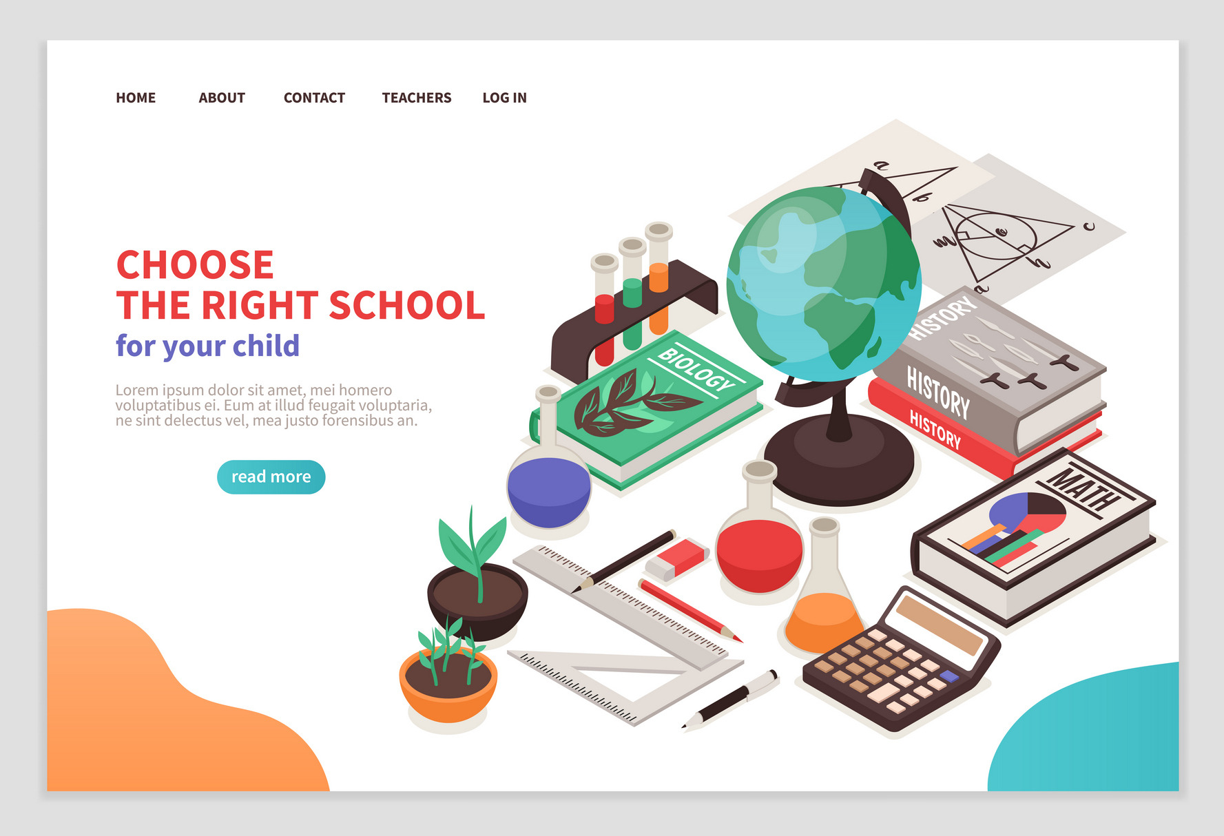 Teachers and school page design, an Education Illustration by Macrovector