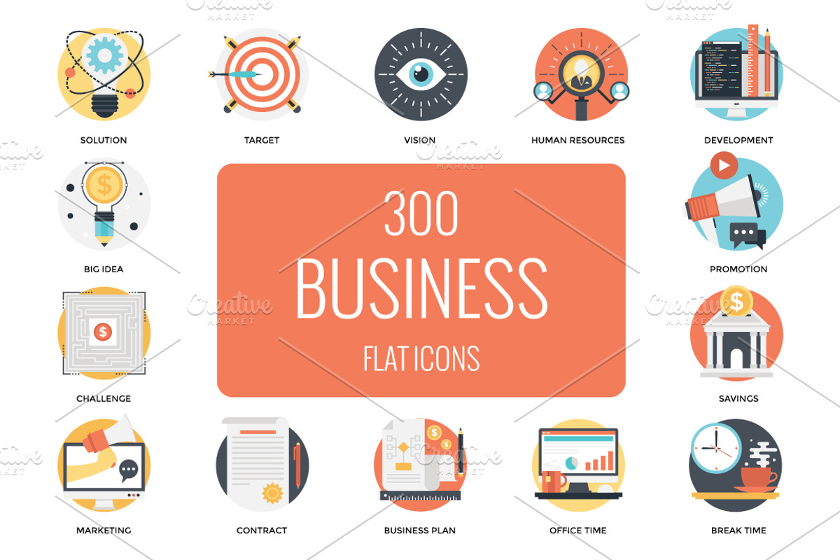 300 Flat Business Icons, an Icon by Prosymbols