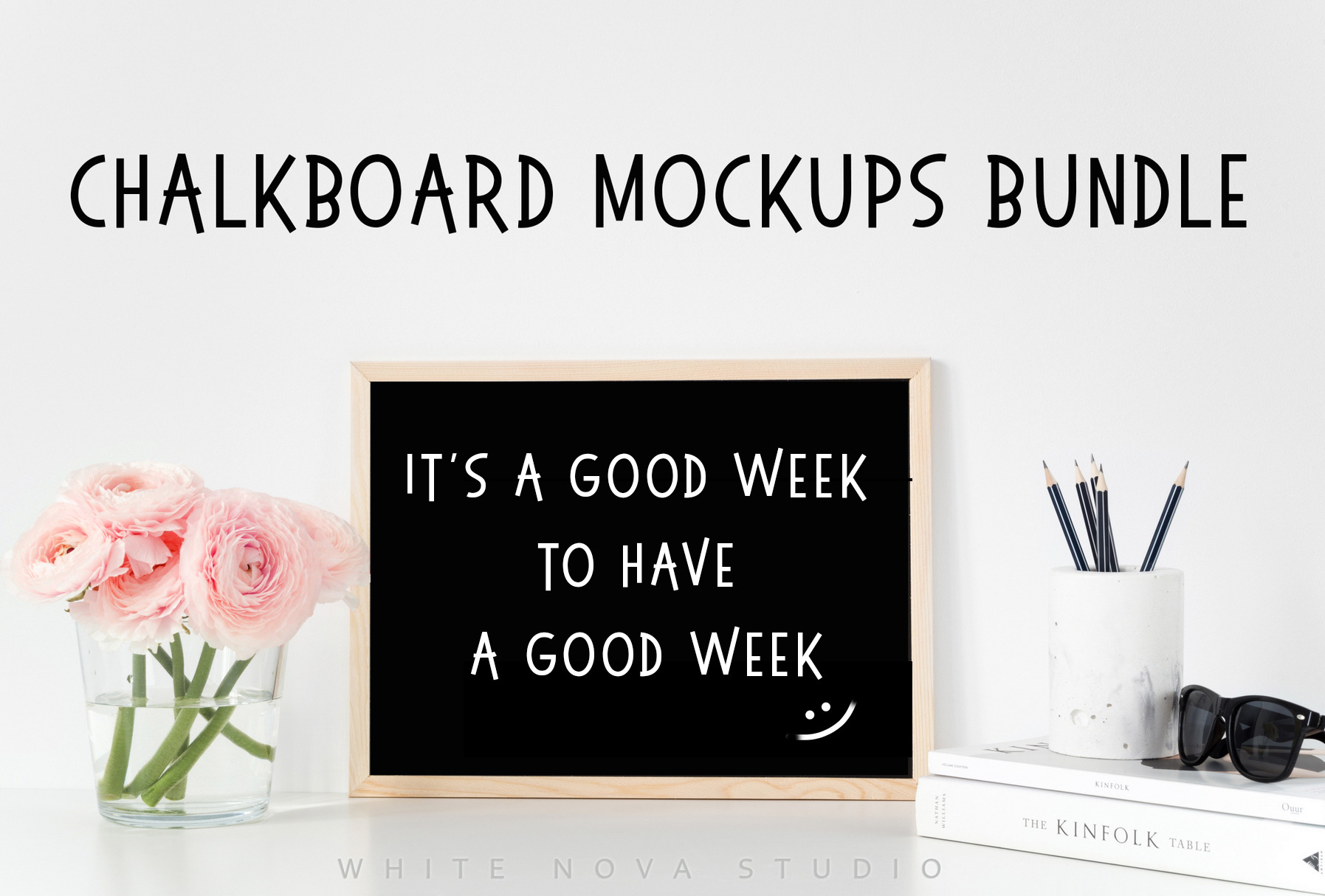 Chalkboard mockups bundle, a Mockup by Kate Roubin